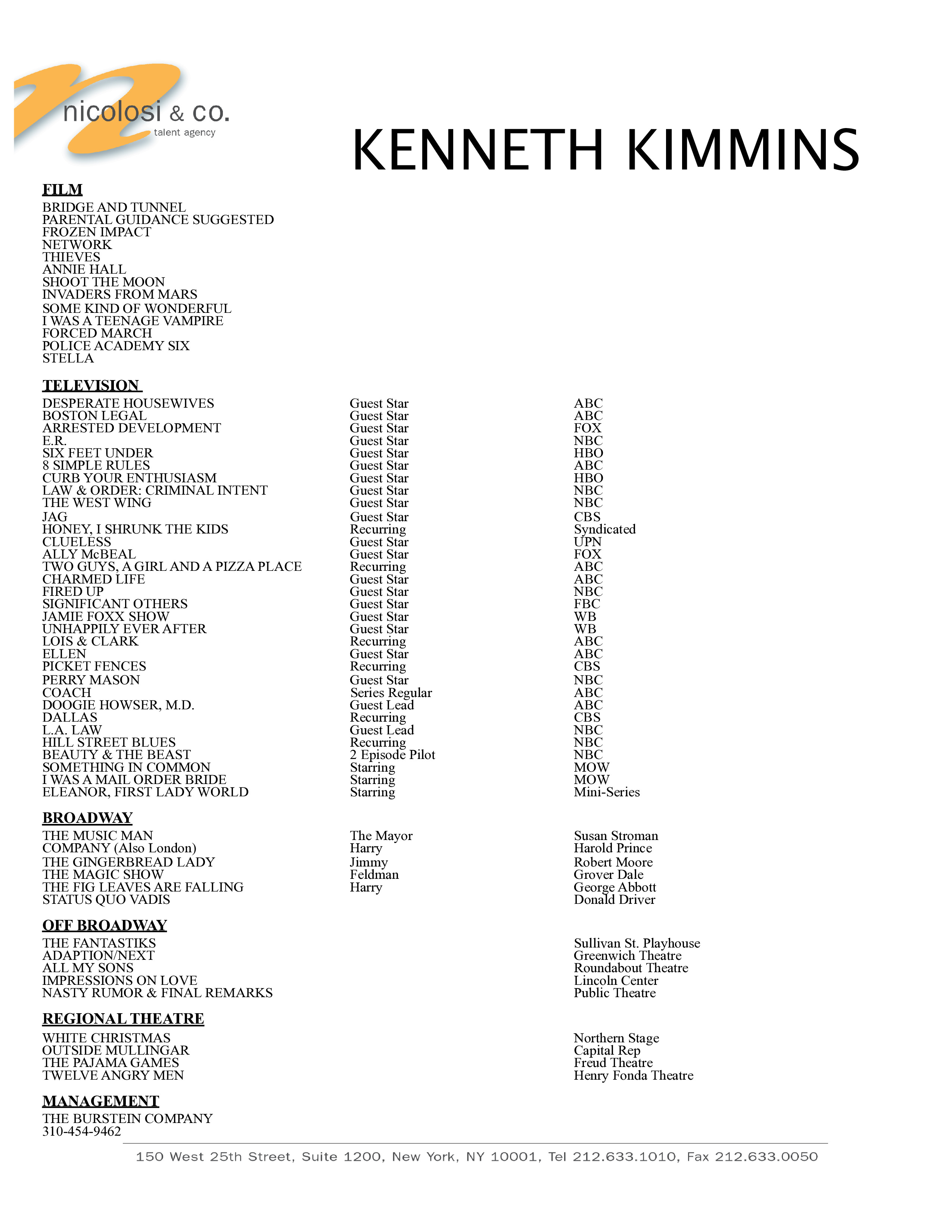 Kenneth Kimmins • Nicolosi & Co. Talent Agency